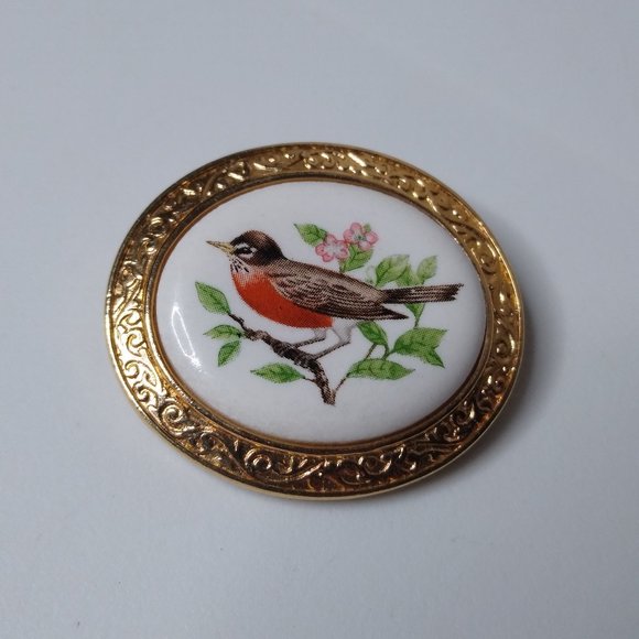Avon | Jewelry | Vintage Avon Welcoming Of Spring Oval Robin Brooch ...